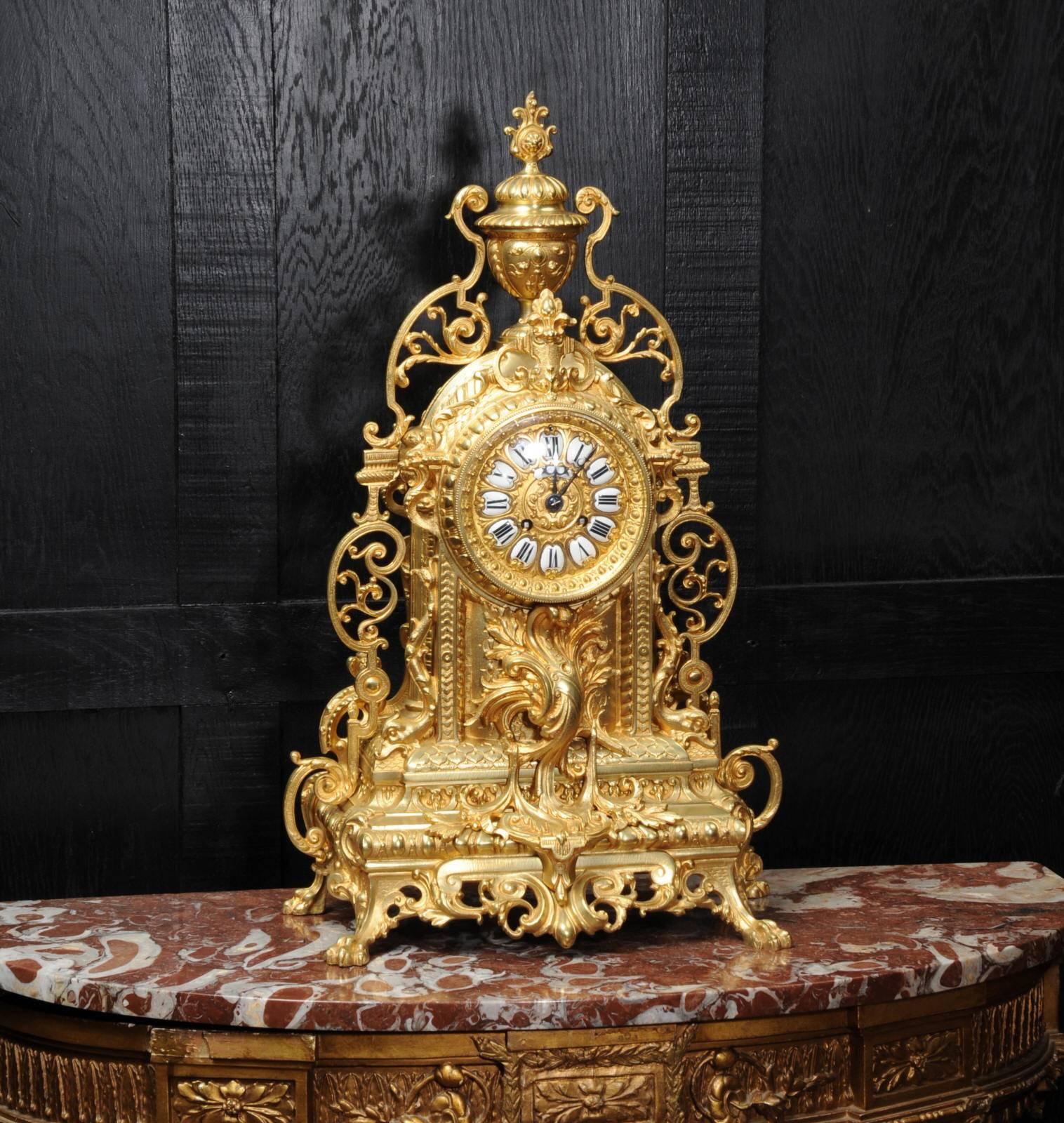 Large Antique Gilt Bronze Clock at 1stDibs