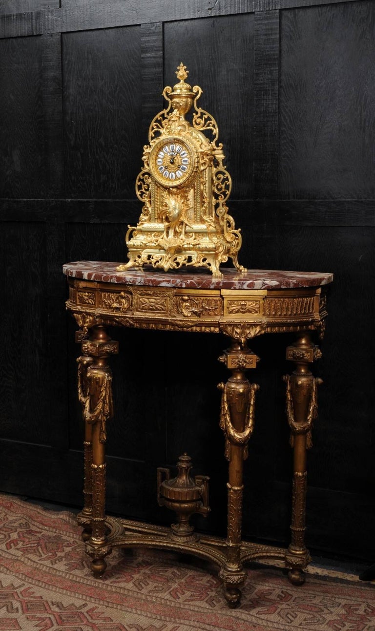 Large Antique Gilt Bronze Clock at 1stDibs