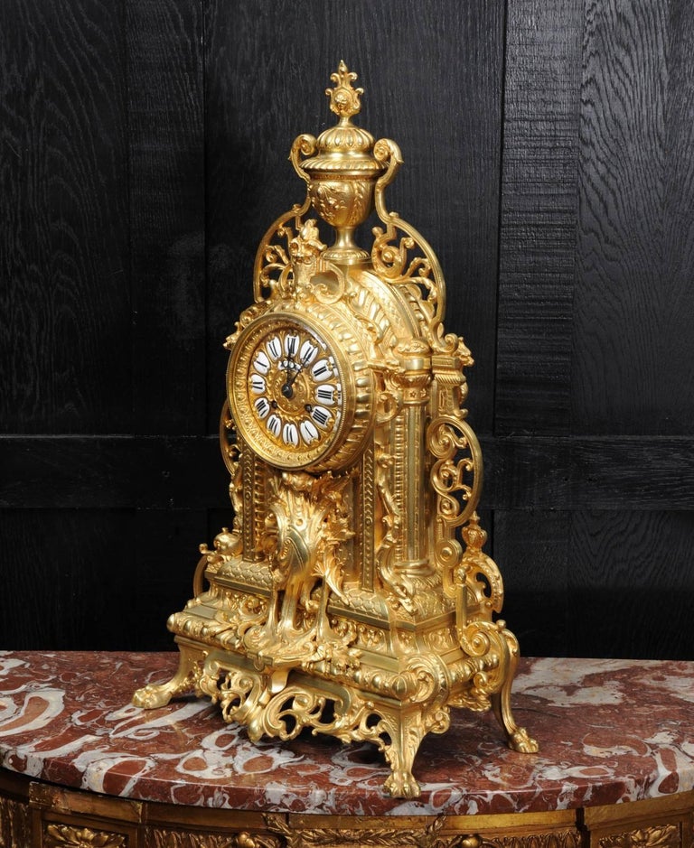 Large Antique Gilt Bronze Clock at 1stDibs