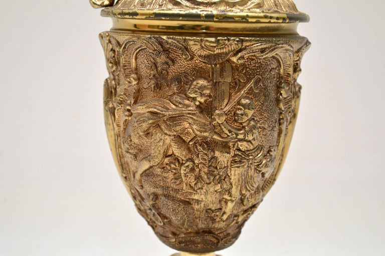 Large Antique Gilt Metal Flagon Lamp For Sale at 1stDibs