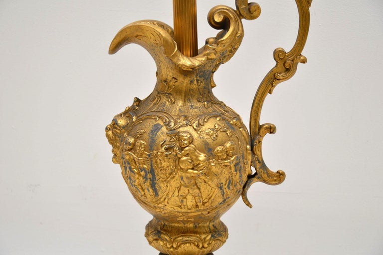Large Antique Gilt Metal Flagon Lamp For Sale at 1stDibs