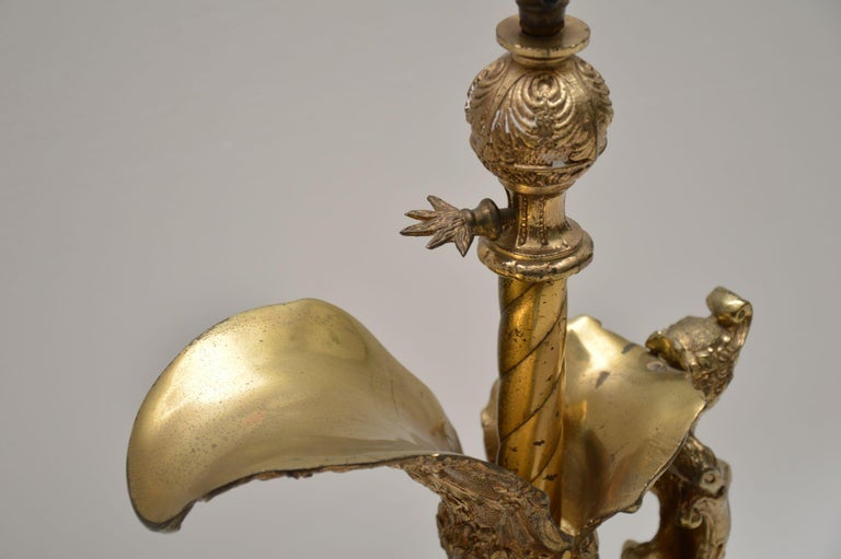 Large Antique Gilt Metal Flagon Lamp For Sale at 1stDibs