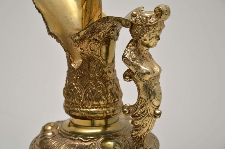 Large Antique Gilt Metal Flagon Lamp For Sale at 1stDibs