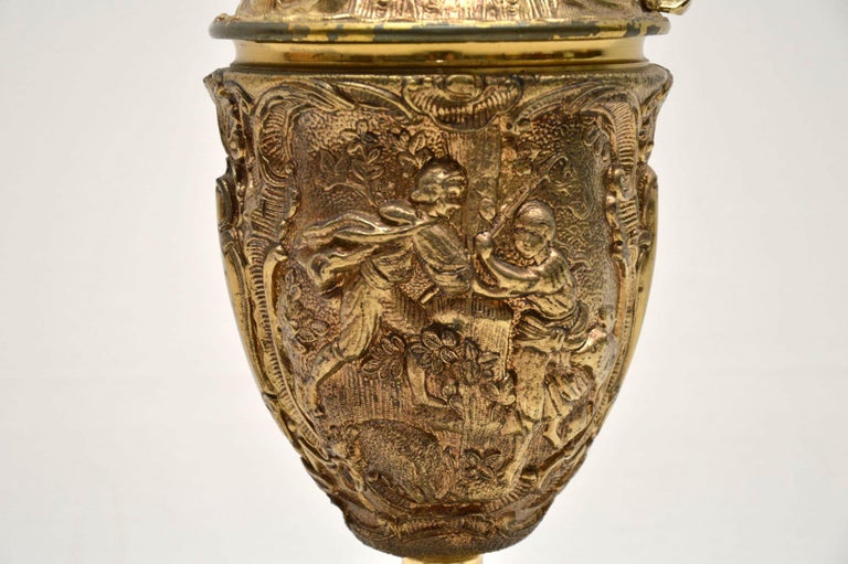 Large Antique Gilt Metal Flagon Lamp For Sale at 1stDibs