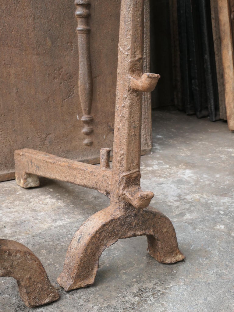 Large Antique Gothic Andirons or Firedogs, 17th Century For Sale at 1stDibs