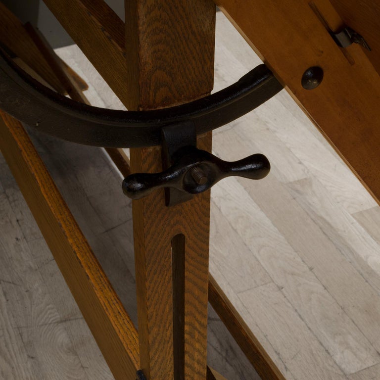 Large Antique Hamilton Wood and Cast Iron Drafting Table, C.1930 at 1stDibs