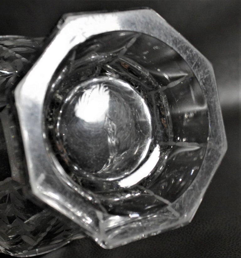 Large Antique Heisey Crystal Basket Vase with Etched Butterflies and ...