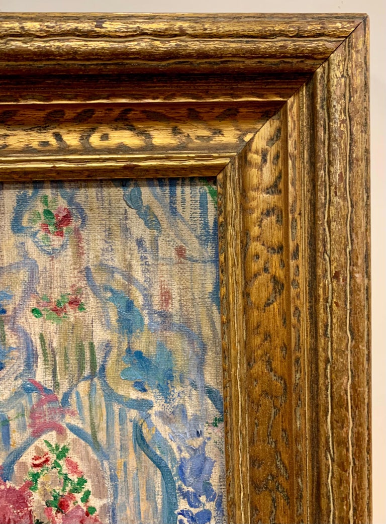 Large Antique Impressionist Floral Still Life Oil Painting Signed R.M ...