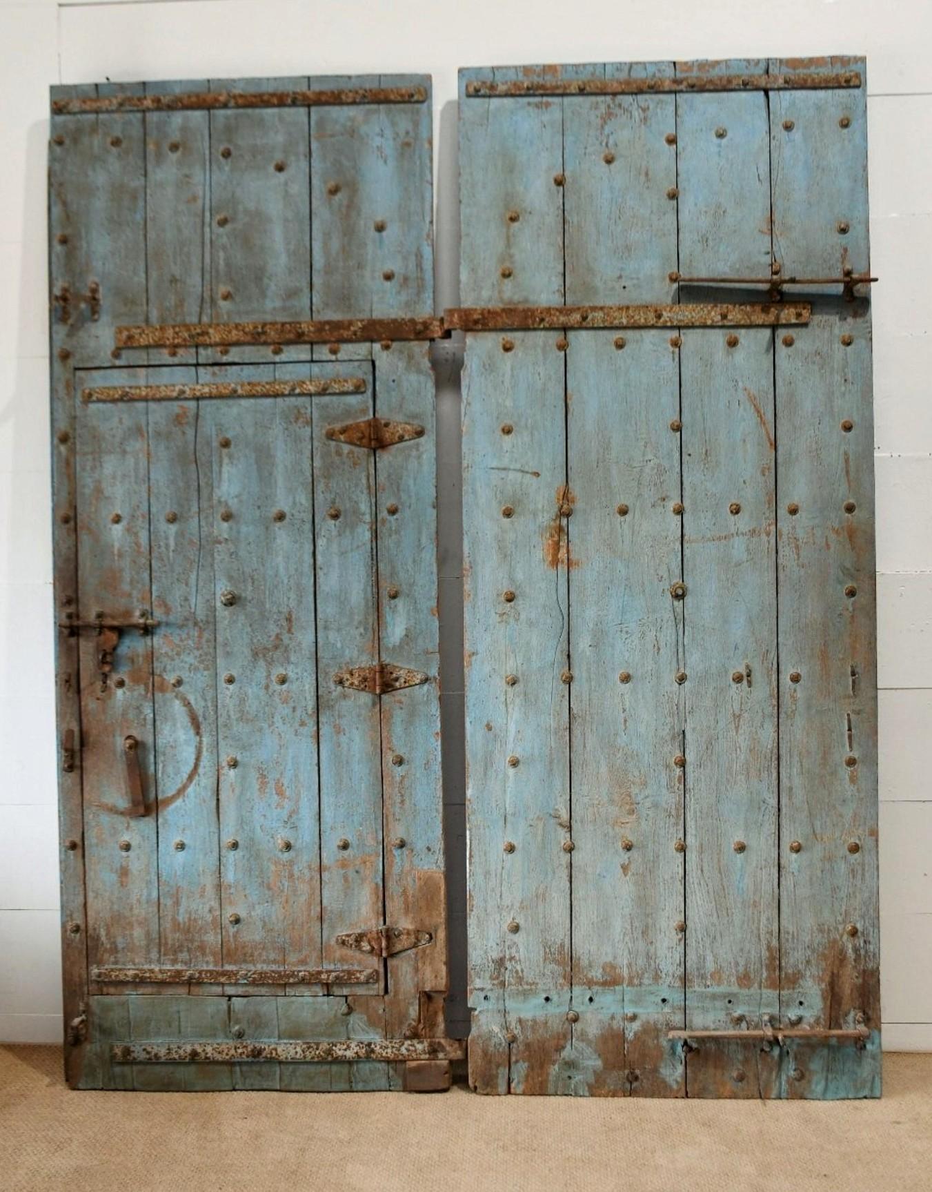 Large Antique India Iron Mounted Teakwood Architectural Castle Gate ...