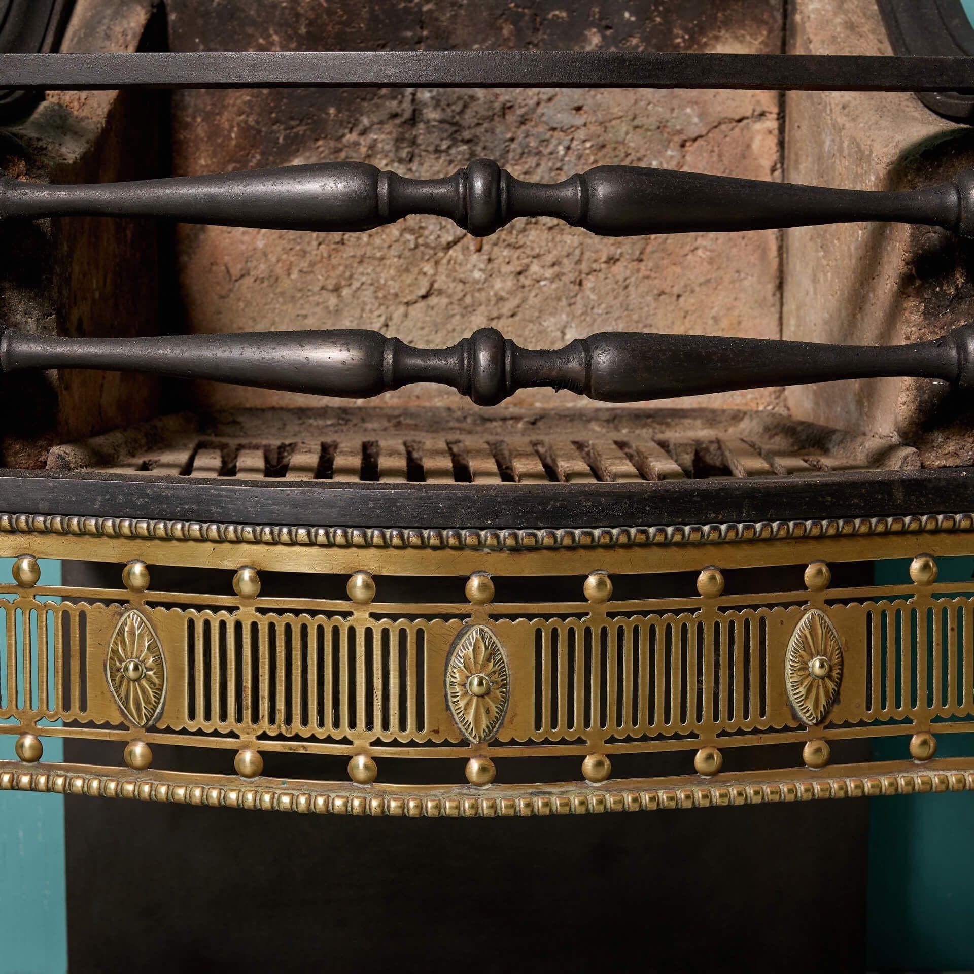 Large Antique Iron and Brass Fire Grate For Sale at 1stDibs