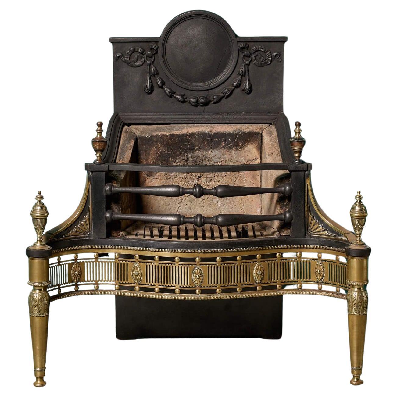 Large Antique Iron and Brass Fire Grate For Sale at 1stDibs