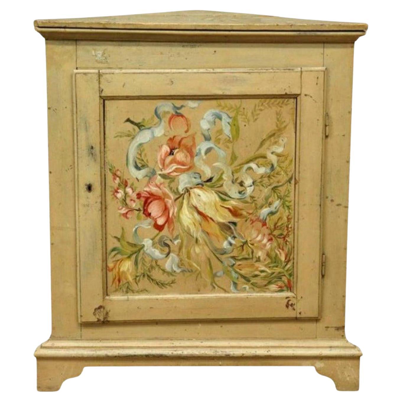 19thc Hand Painted Italian Corner Cabinet at 1stDibs