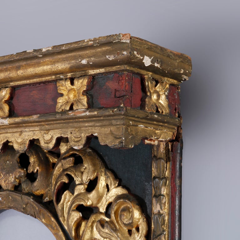 Large Antique Italian Renaissance Polychrome and Gilt Carved Frame 17th ...