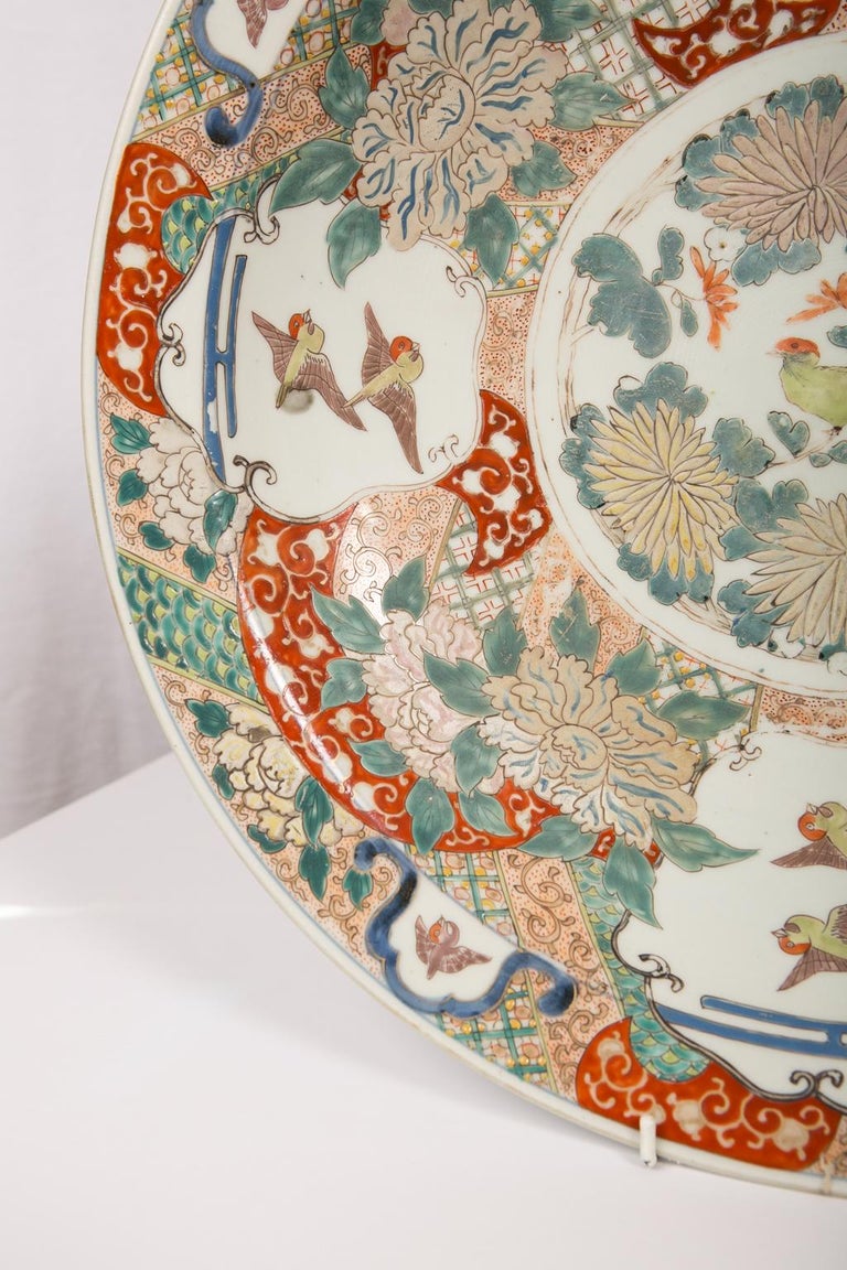 Large Antique Japanese Charger Hand-Painted circa 1885 at 1stDibs
