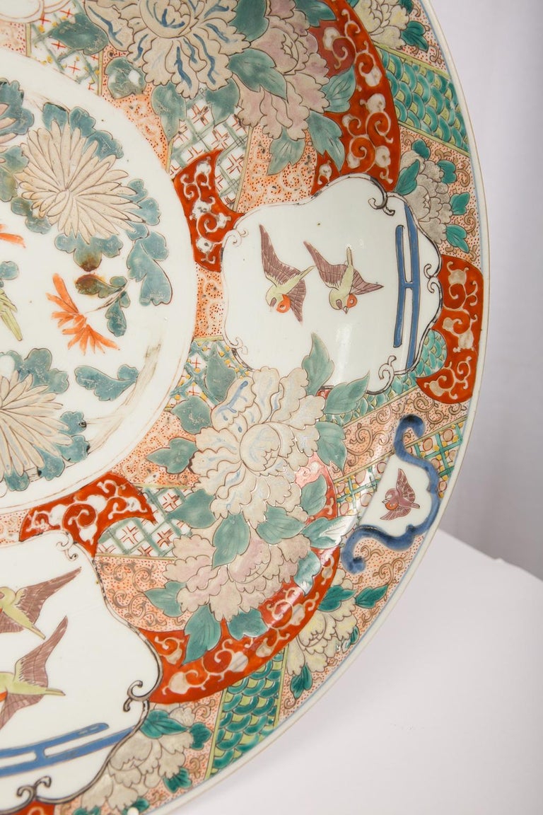 Large Antique Japanese Charger Hand-Painted circa 1885 at 1stDibs