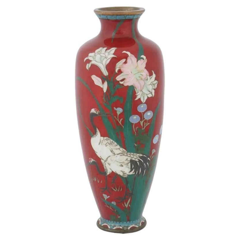 Large Antique Japanese Cloisonne Enamel Vase For Sale at 1stDibs
