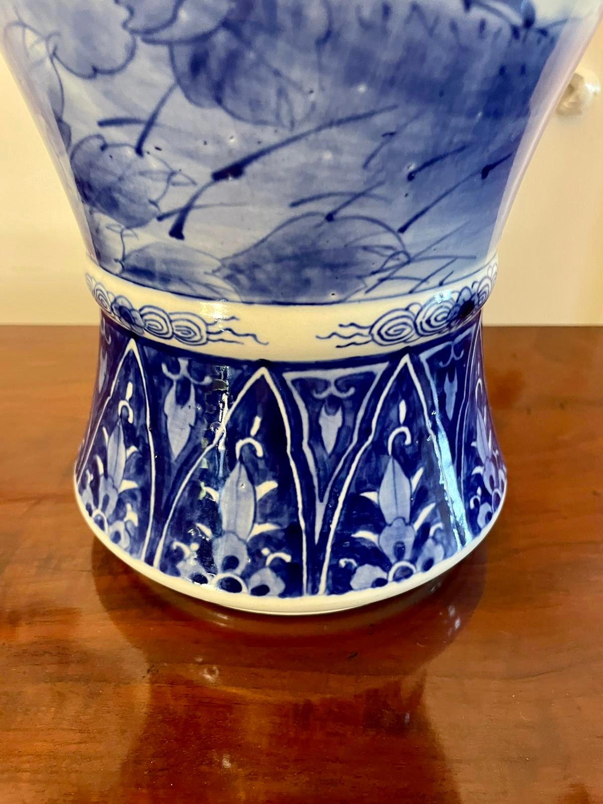 Large Antique Japanese Quality Blue and White Imari Vase at 1stDibs