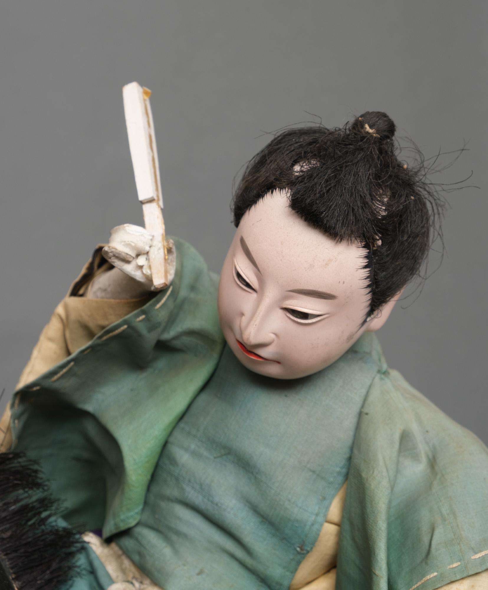 Large antique Japanese samurai doll 武者人形 (Musha ningyô): black horse ...