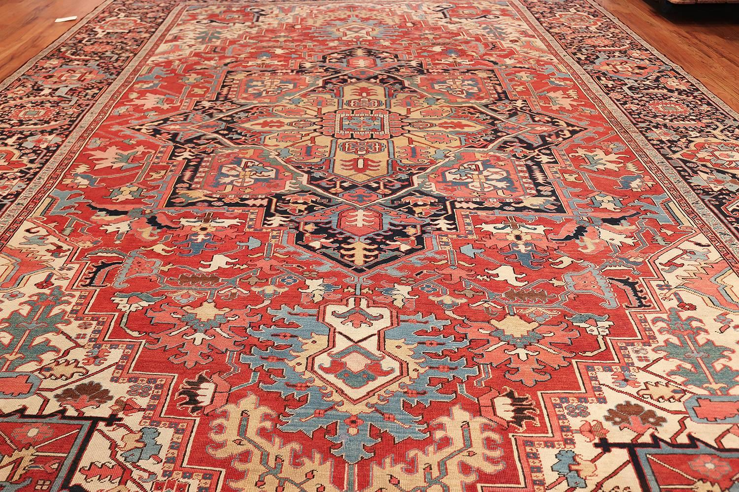 Large Antique Jewel Tone Color Persian Serapi Rug. Size: 12 ft x 17 ft ...