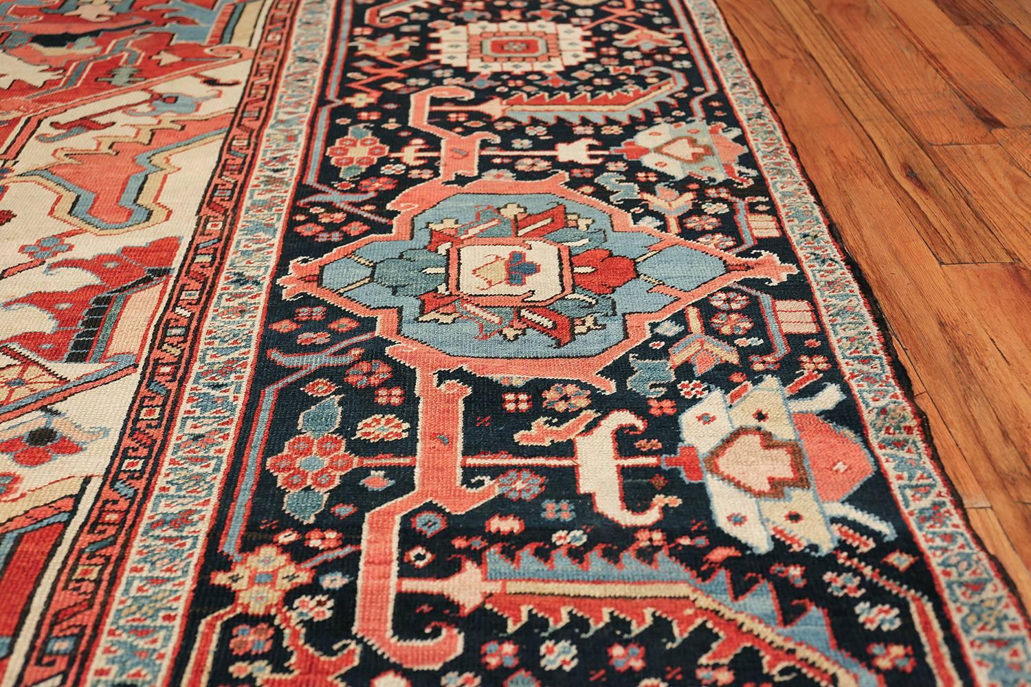 Large Antique Jewel Tone Color Persian Serapi Rug. Size: 12 ft x 17 ft ...