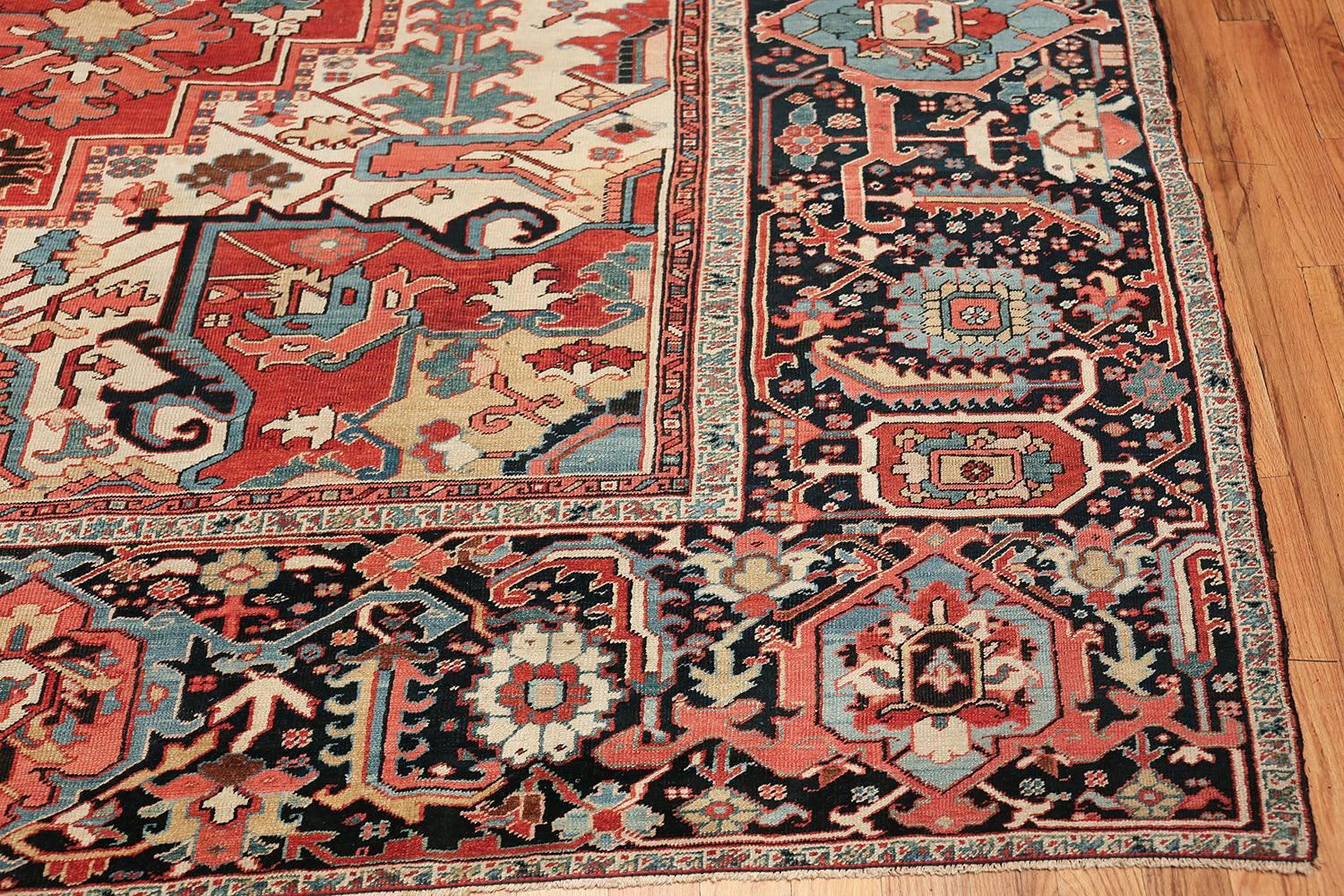 Large Antique Jewel Tone Color Persian Serapi Rug. Size: 12 ft x 17 ft ...