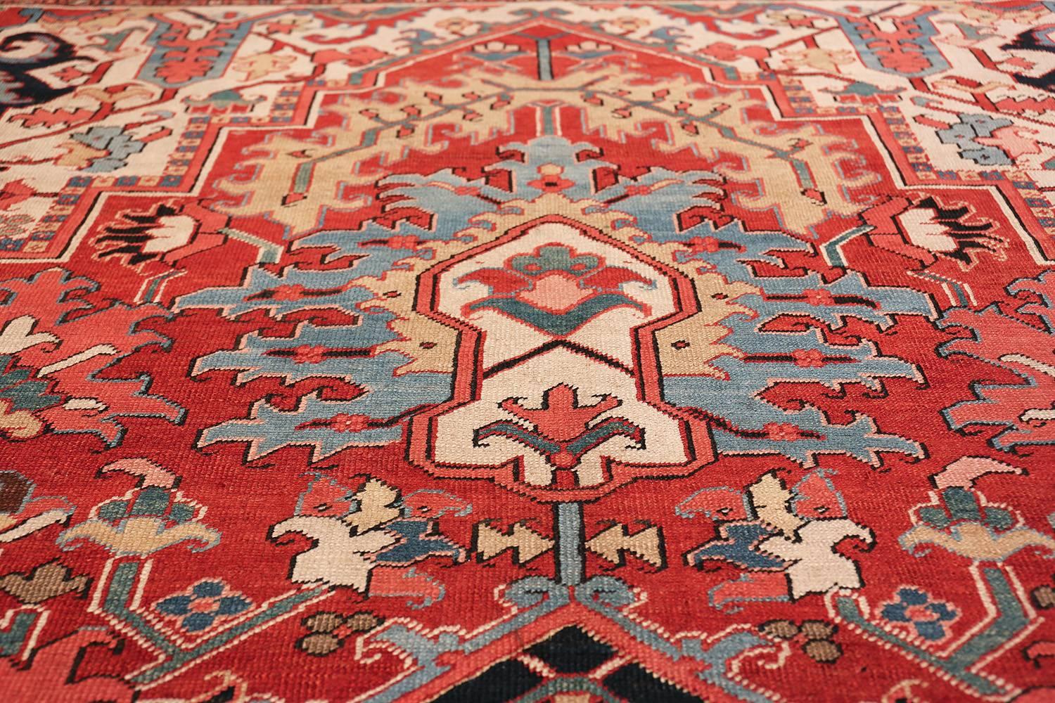 Large Antique Jewel Tone Color Persian Serapi Rug. Size: 12 ft x 17 ft ...