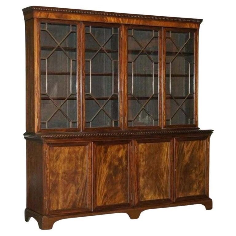 Large Antique Library Bookcase Display Cabinet with Adjustable Shelves ...
