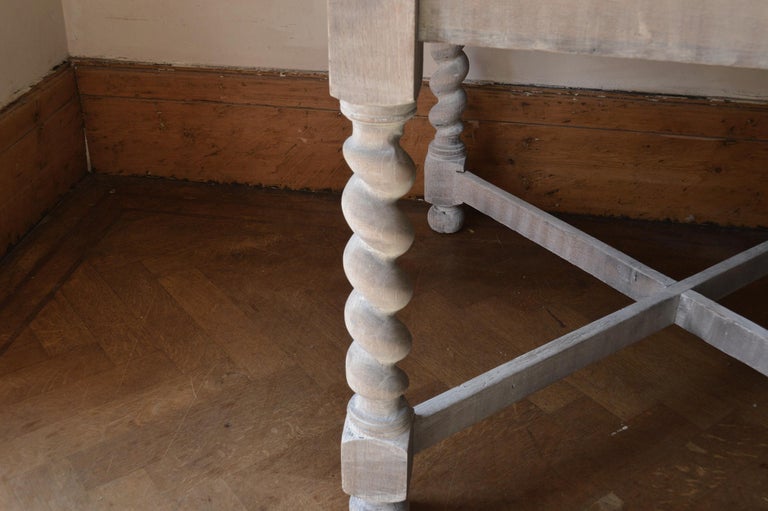 Large Antique Limed Oak Dining / Refectory Table in Carolean Style ( 12 ...