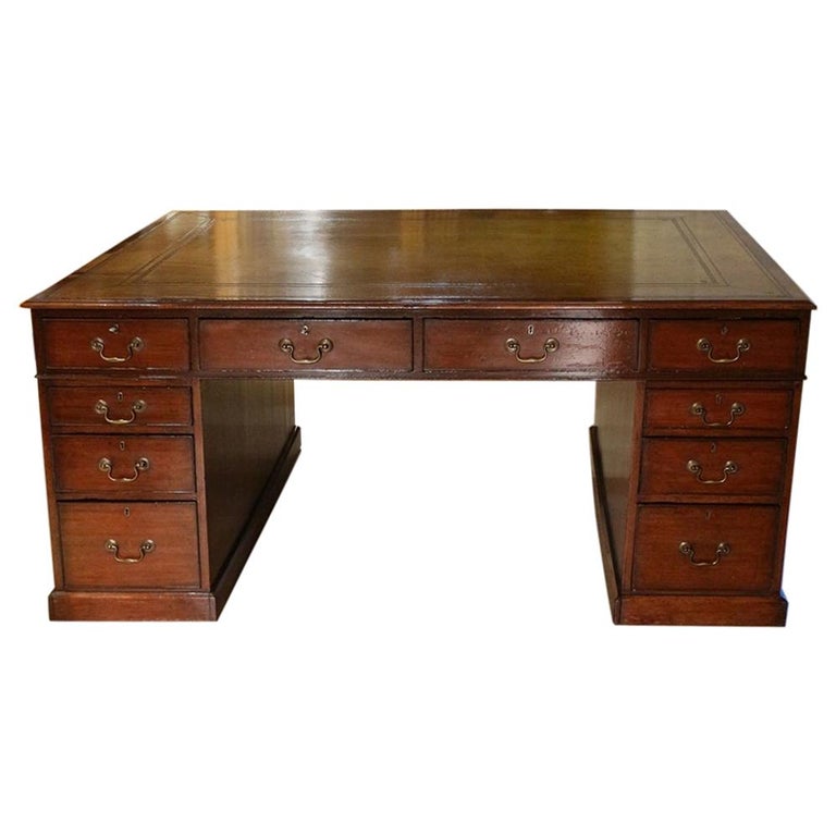 Large Antique Mahogany Partner Desk at 1stDibs