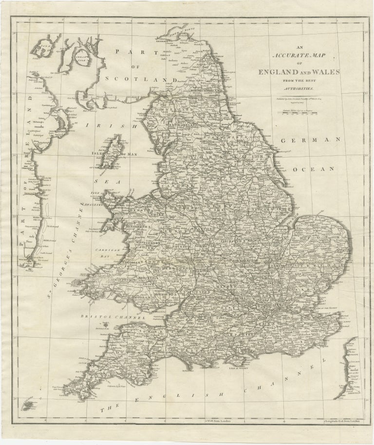Large Antique Map of England and Wales For Sale at 1stDibs