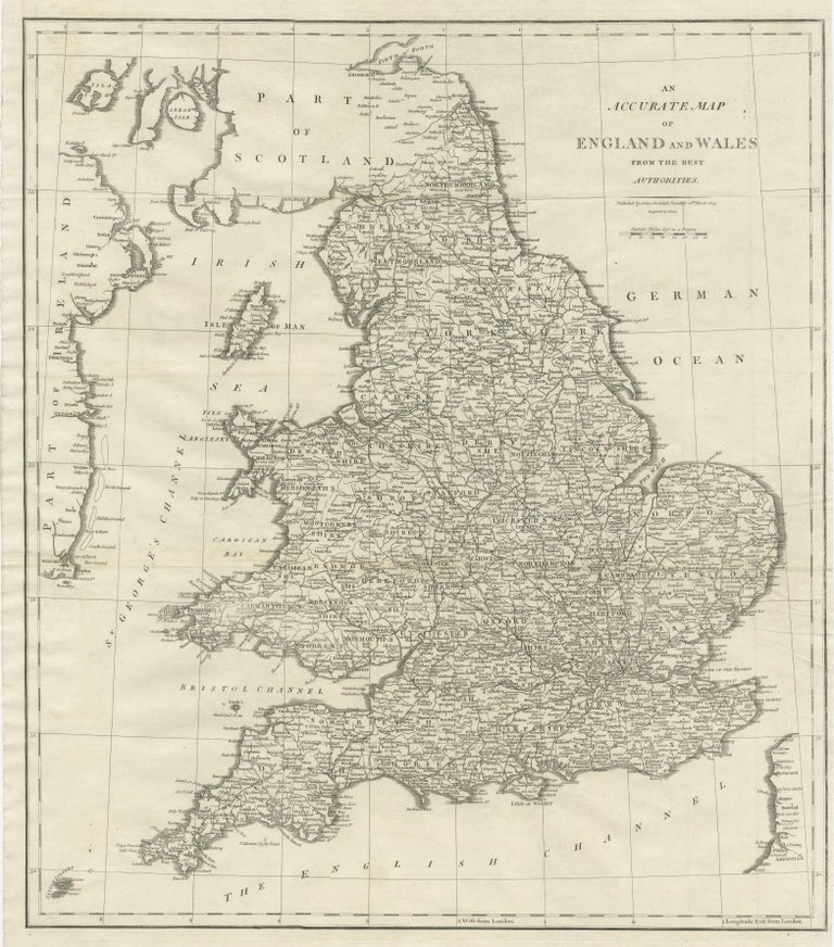Large Antique Map of England and Wales For Sale at 1stDibs