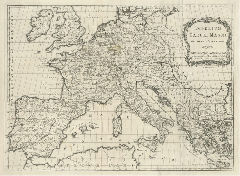 Large Antique Map of Europe, Showing the Empire of Charlemagne For Sale ...
