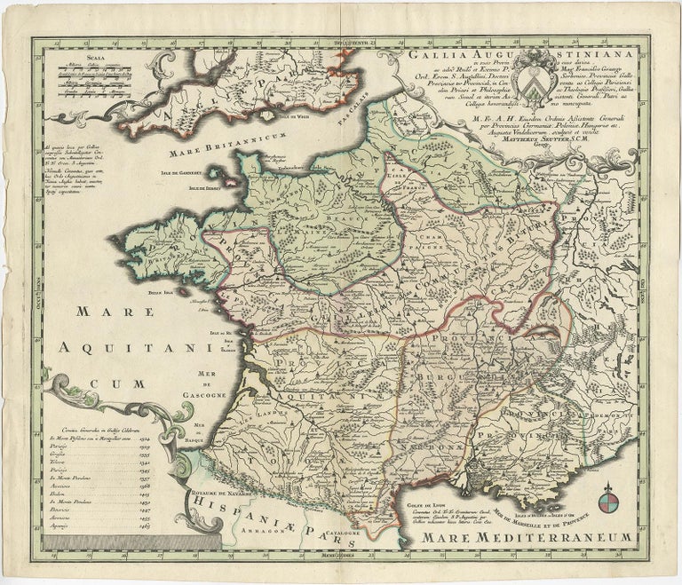 Large Antique Map of Gaul under Roman Rule, ca.1760 For Sale at 1stDibs