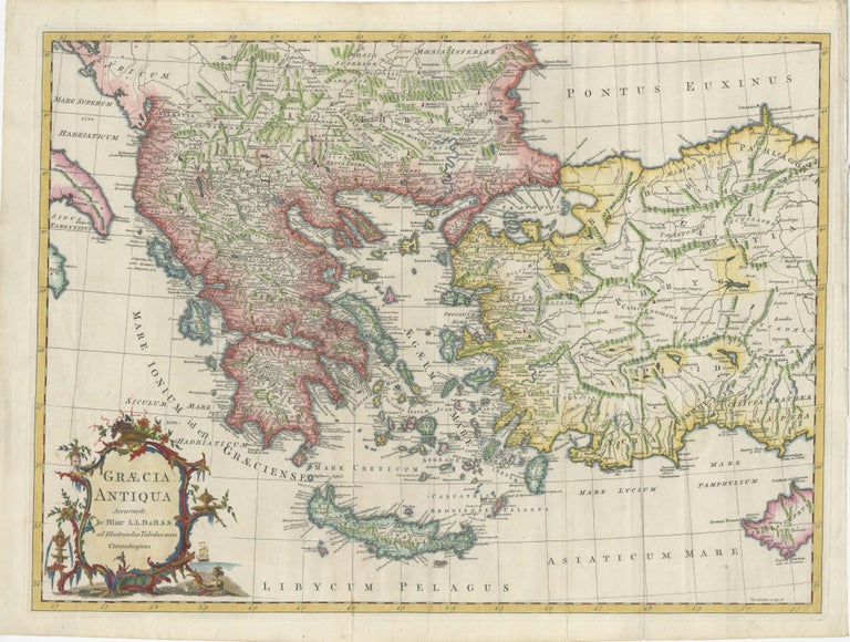 Large Antique Map of Greece, Turkey and Contiguous Islands For Sale at ...