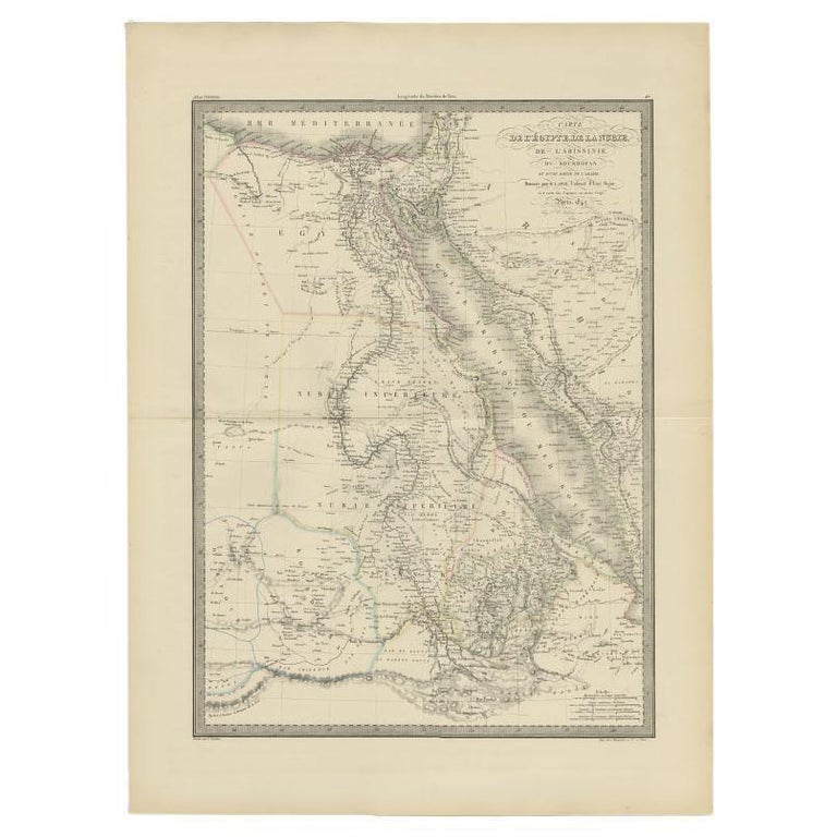 Large Antique Map of the Lower Nile Valley Including Egypt and Nubia ...