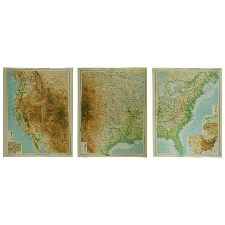 Large Antique Map of the United States, in 4 Sections For Sale at 1stDibs
