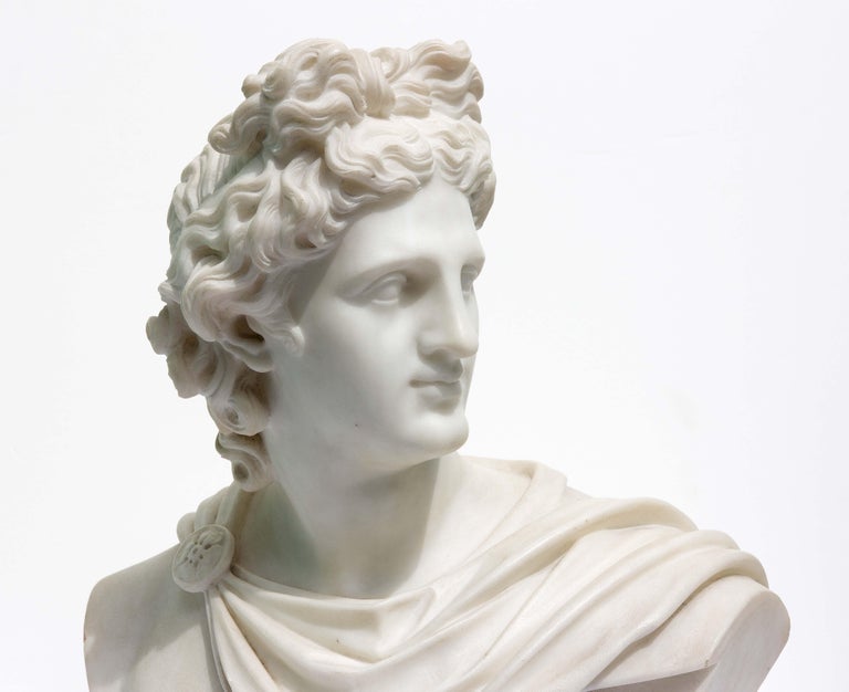 Large Antique Marble Bust of Apollo of Belvedere, 19th Century For Sale ...