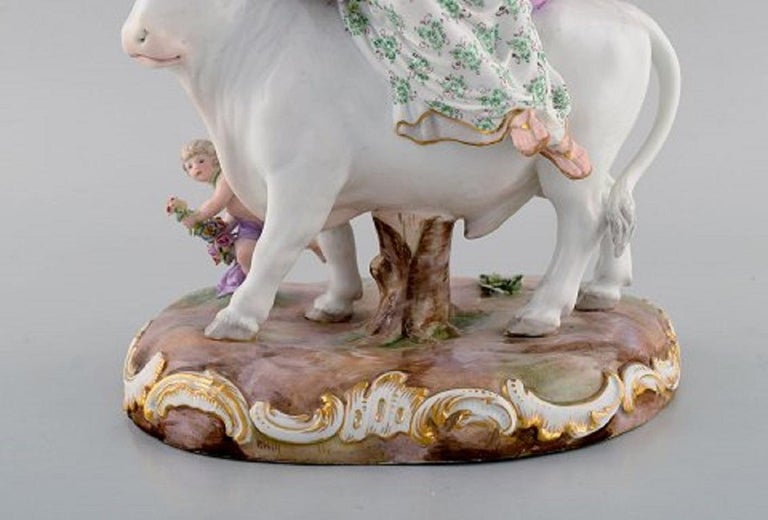 Large Antique Meissen Porcelain Figurine "Europe and the Bull" Late ...