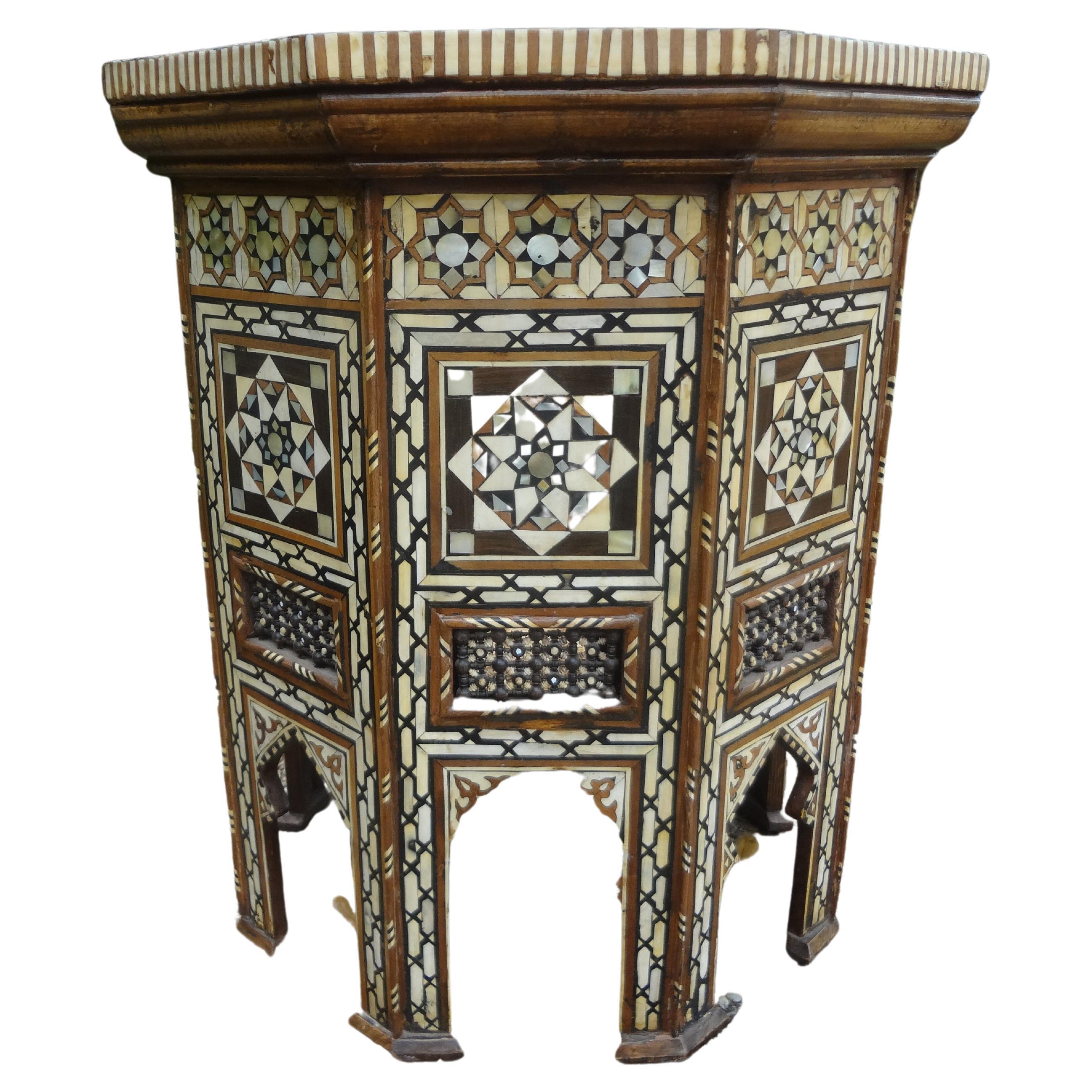 Large Antique Moroccan Arabesque Style Octagonal Inlaid Table For Sale ...