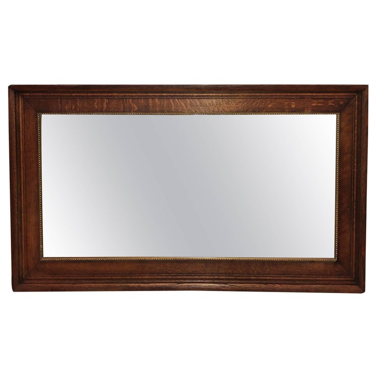 Large Antique Oak Beveled Mirror at 1stDibs