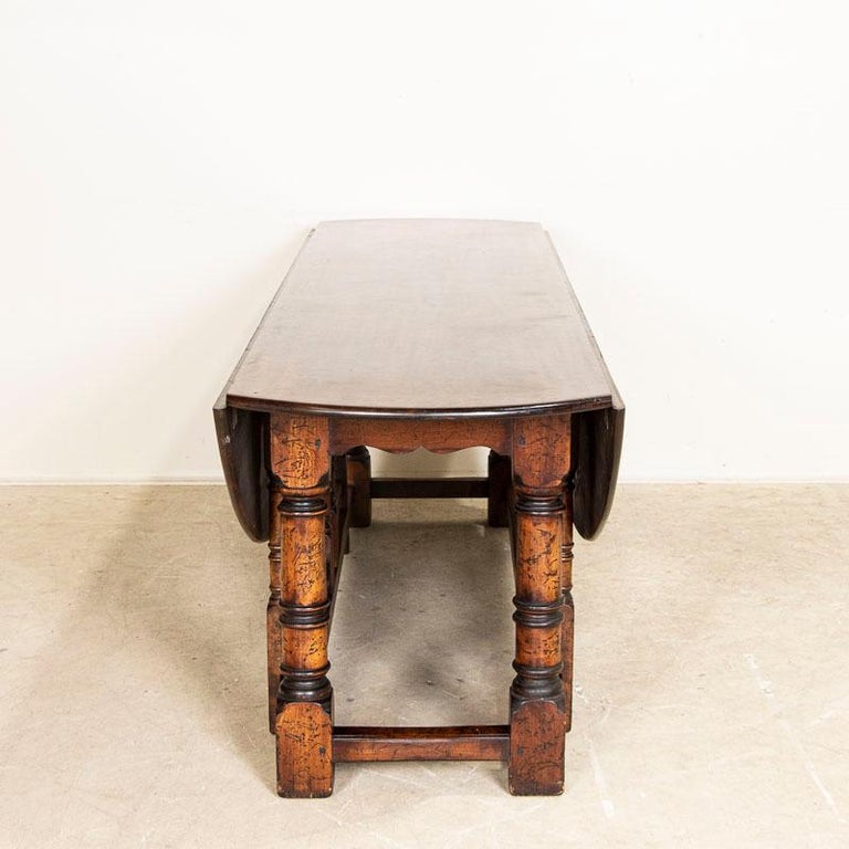 Large Antique Oak English Wake Table Gate Leg Dining Table at 1stDibs