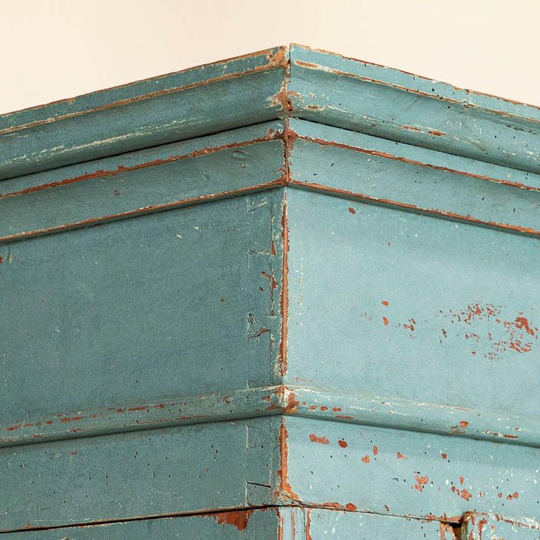 Large Antique Original Blue Painted Armoire, Denmark at 1stDibs