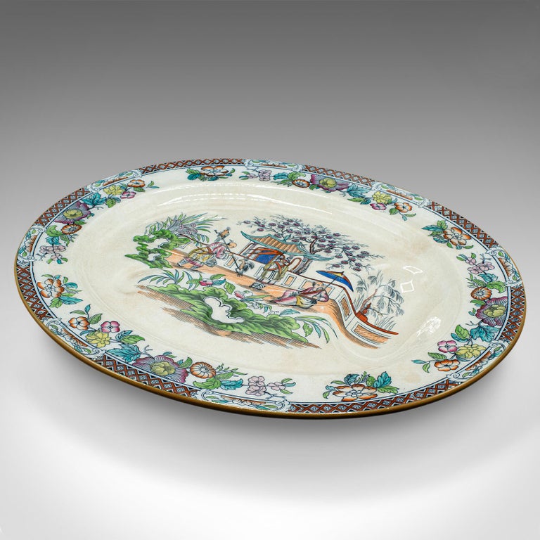 Large Antique Oval Meat Platter, Chinese, Ceramic, Serving Plate ...