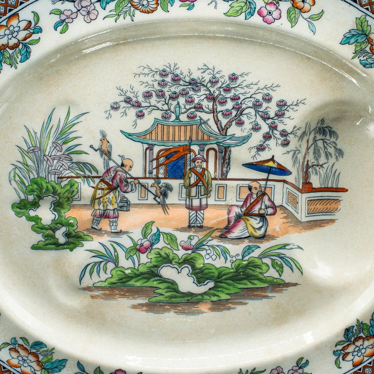 Large Antique Oval Meat Platter, Chinese, Ceramic, Serving Plate ...