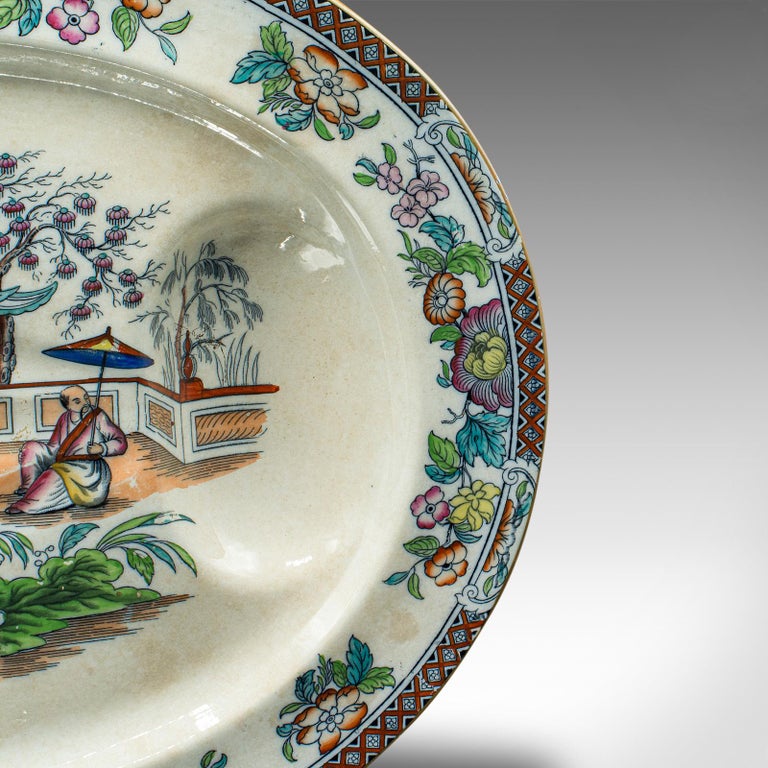 Large Antique Oval Meat Platter, Chinese, Ceramic, Serving Plate ...
