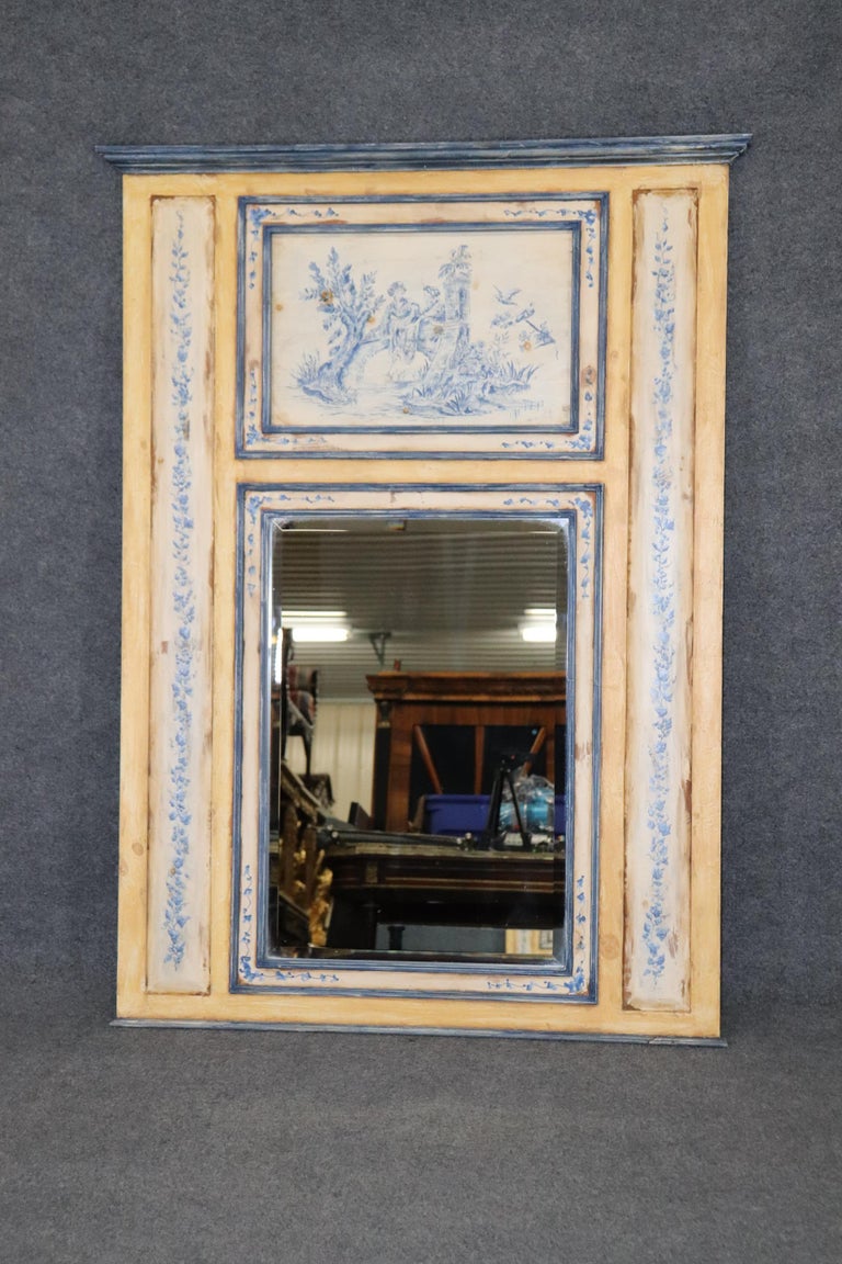Large Antique Paint Decorated Habersham Plantation Trumeau Wall Mirror ...