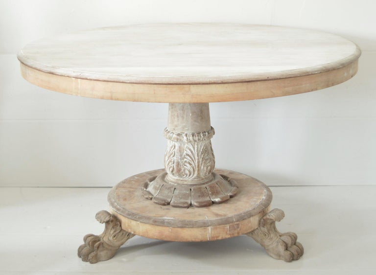 Large Antique Palladian Style Bleached Mahogany Round Table For Sale at ...