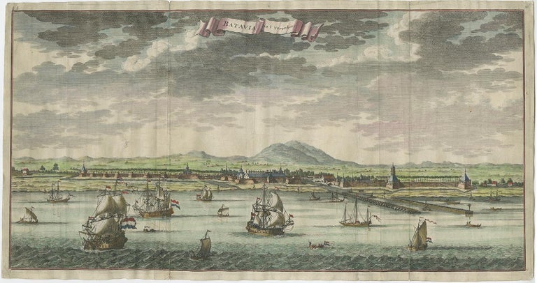 Large Antique Panoramic View on Batavia, Present Day Jakarta, Indonesia ...