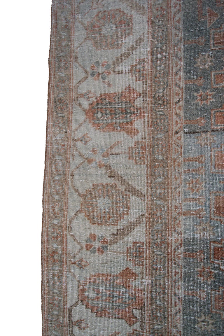 Large Antique Persian Heriz Serapi Rug Neutral Geometric Antique Heriz ...