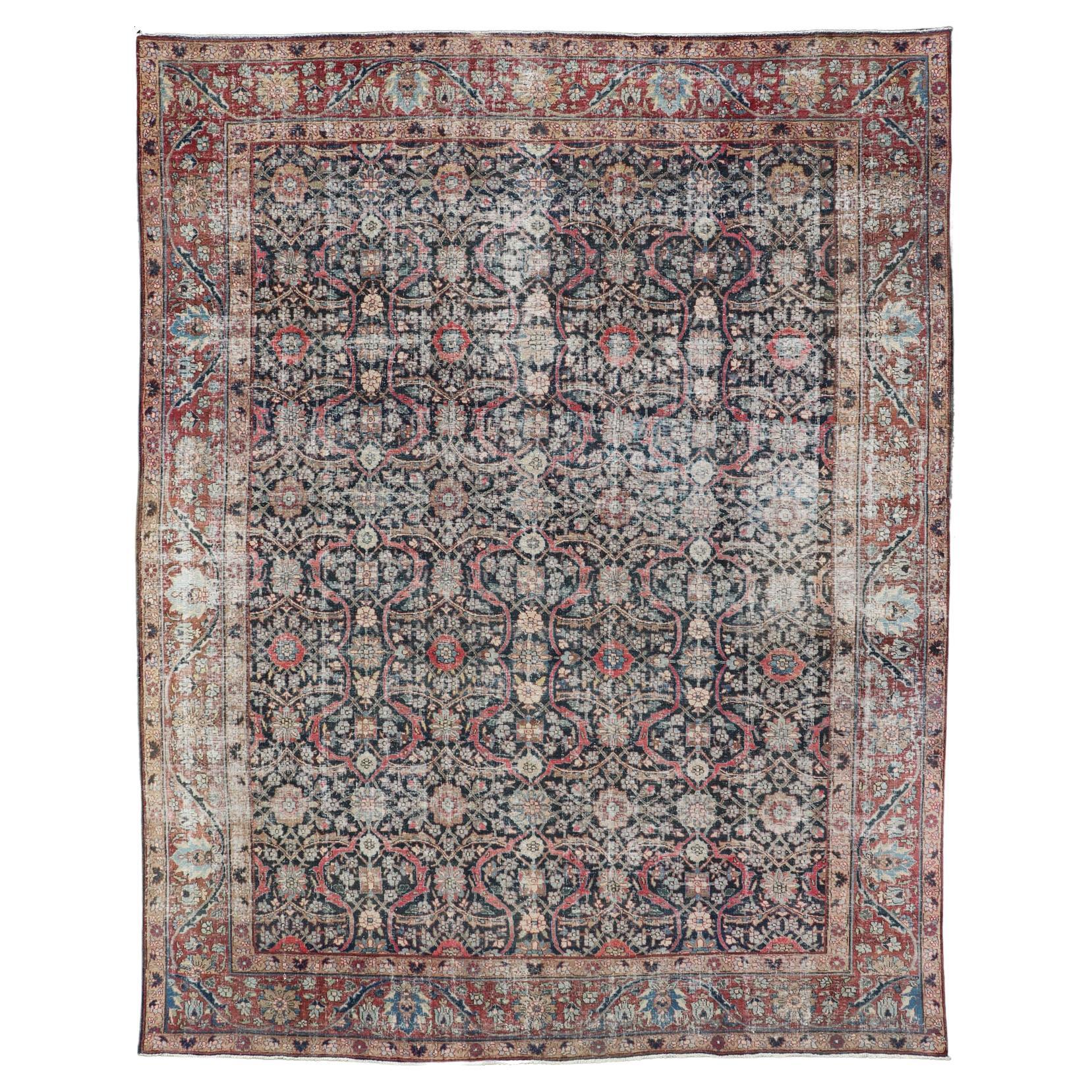 Persian Tabriz Rug with All-Over Floral Design For Sale at 1stDibs